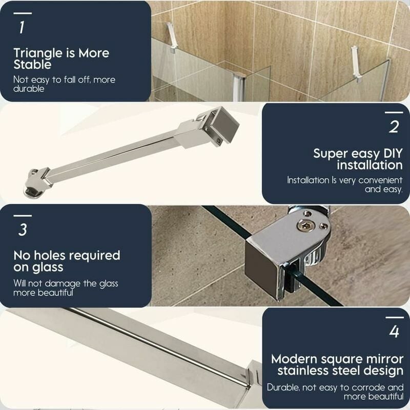 Suport usa dus, Fokelyi, Inox, 40cm, Pentru 8/10mm, Argintiu - eMAG.ro
