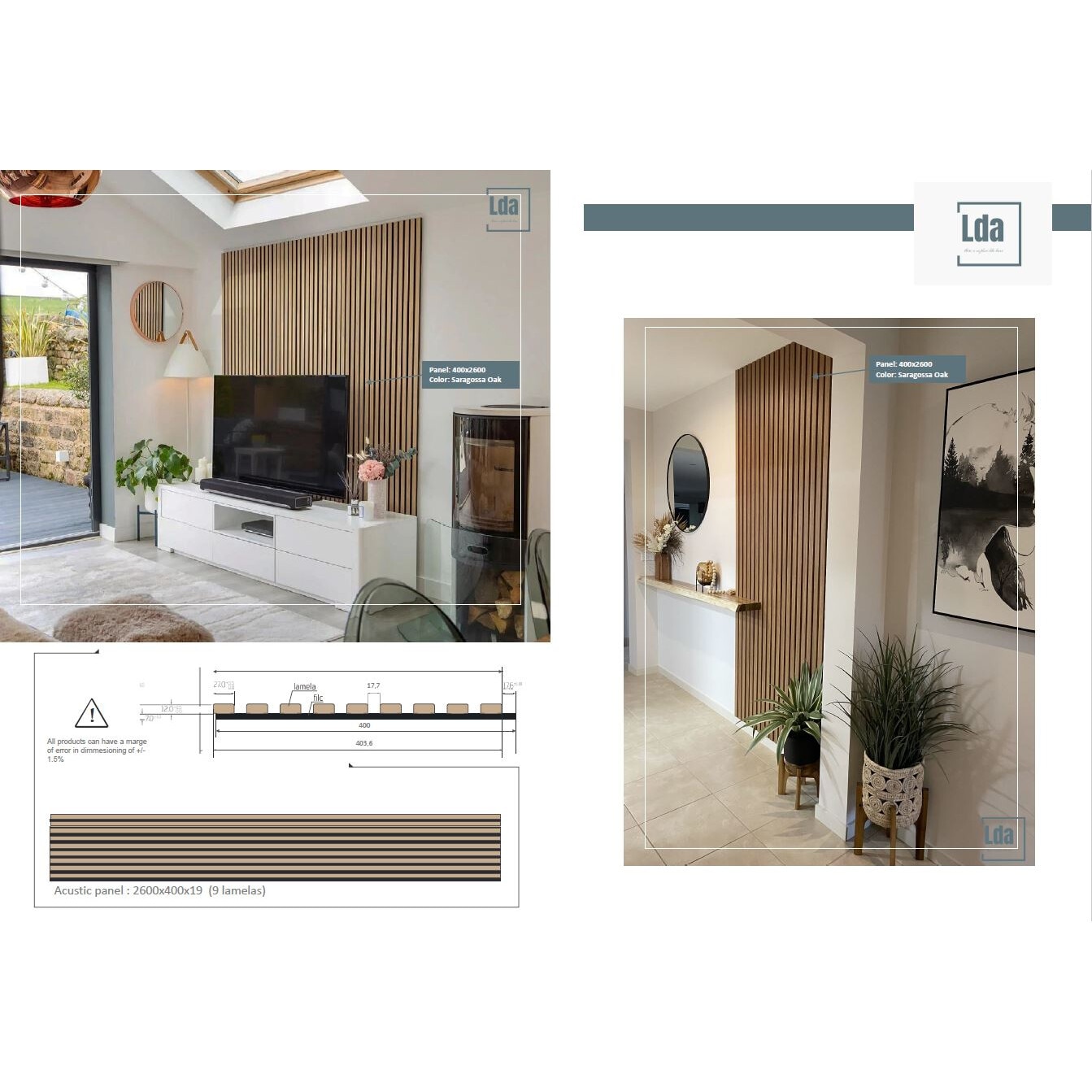 Riflaj MDF decorativ LDA PREMIUM de tip Panou Acoustic, ALB MAT, 260x40 ...