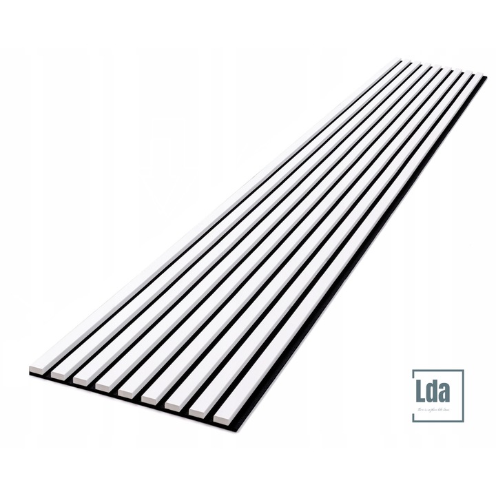 Riflaj MDF decorativ LDA PREMIUM de tip Panou Acoustic, ALB MAT, 260x40 ...