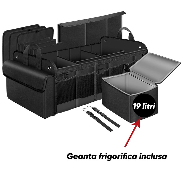 Organizator portbagaj auto spatios cu geanta frigorifica 19L ...