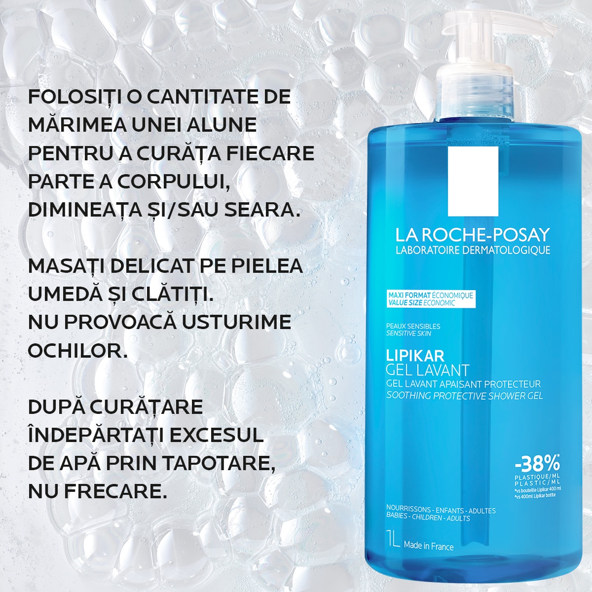 Gel de curatare calmant fata si corp La Roche-Posay Lipikar, pentru ...