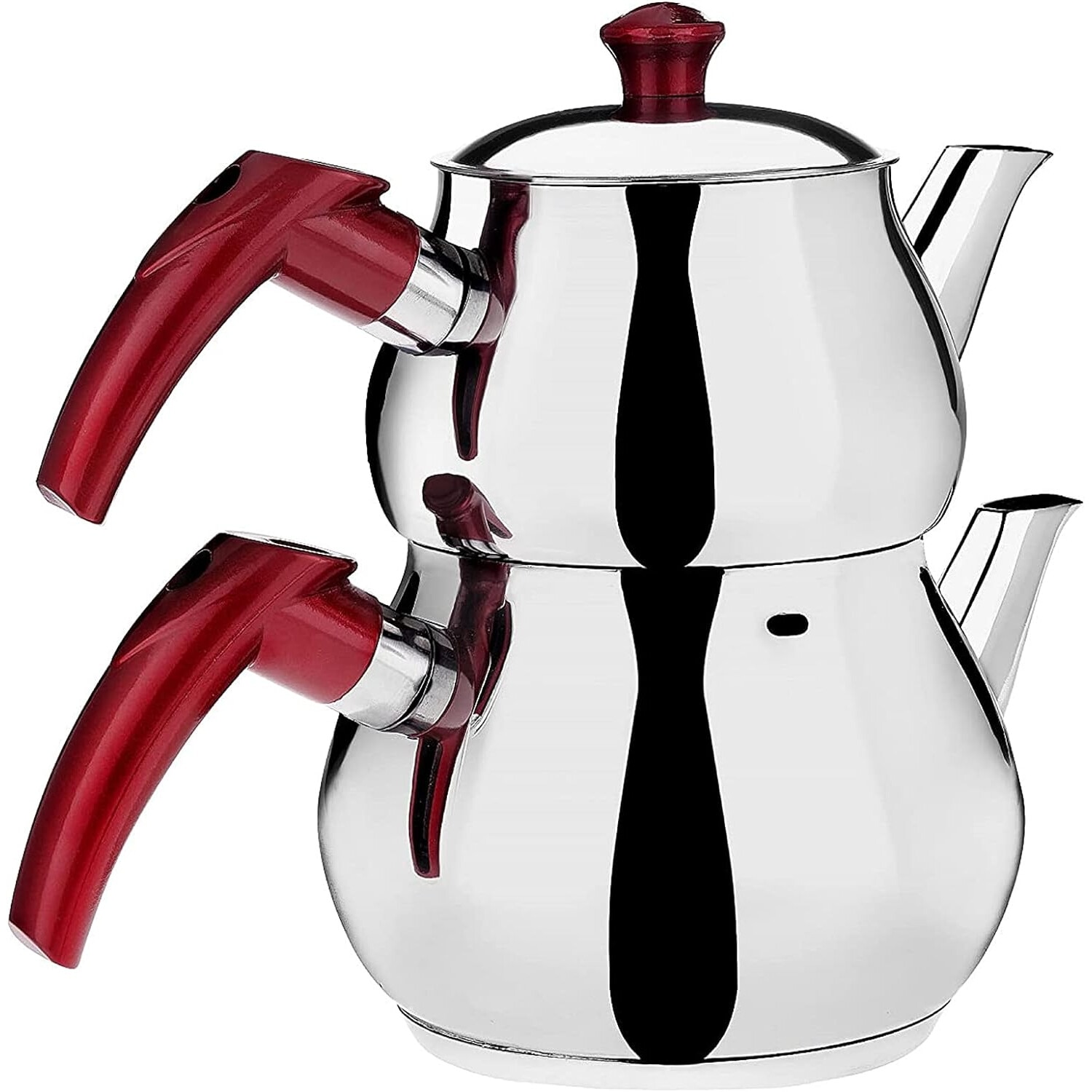 Set ceainic turcesc DESTALYA, ceainic dublu din otel inoxidabil pentru ...