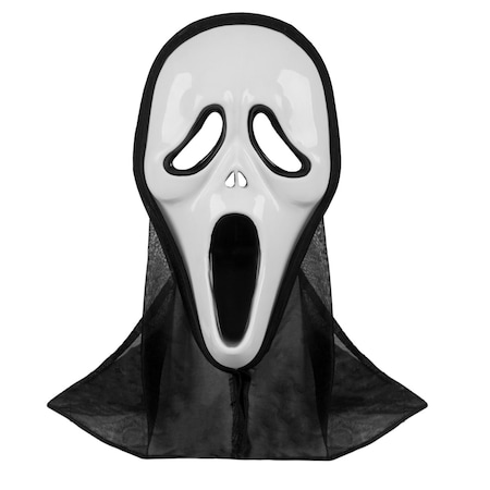 Masca Halloween, Scream, Acoperire Neagra pentru Cap, Plastic, Alb ...