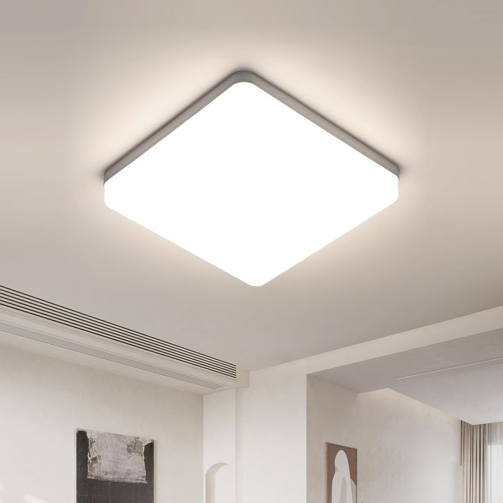 Plafoniere cu LED, Mckalen, 36W, 4050LM, Alb, Patrate, IP44 Rezistent ...