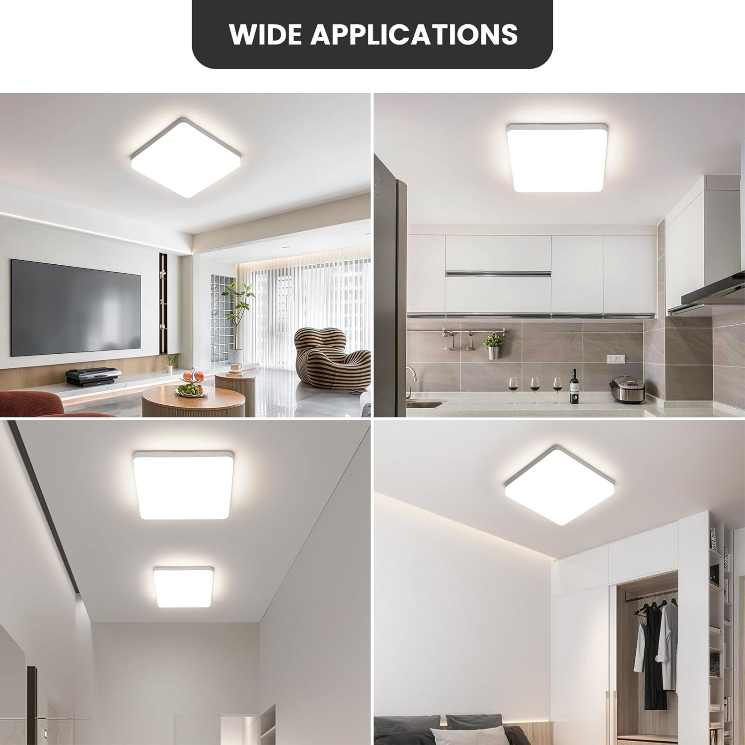 Plafoniere cu LED, Mckalen, 36W, 4050LM, Alb, Patrate, IP44 Rezistent ...