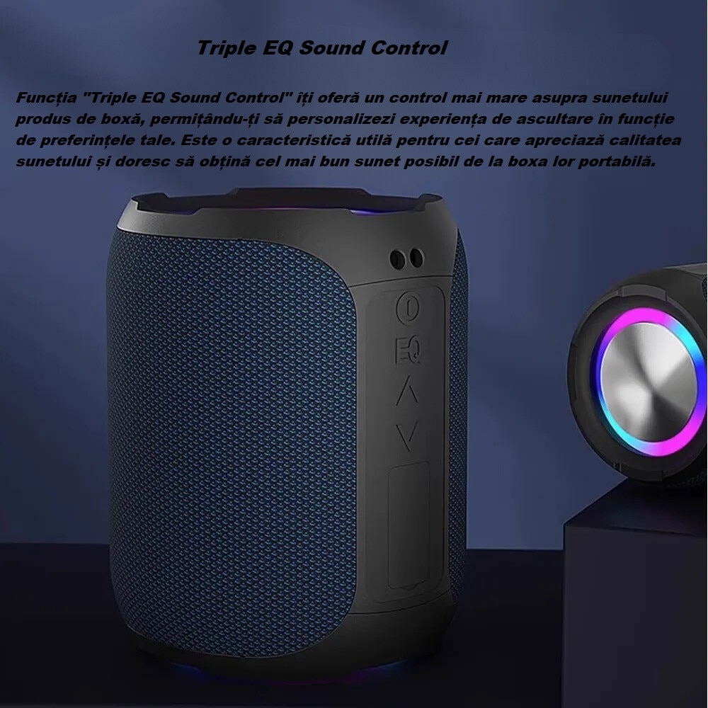 Boxa portabila Bluetooth 5.2 40W, sunet puternic cu bas profund, lumini ...