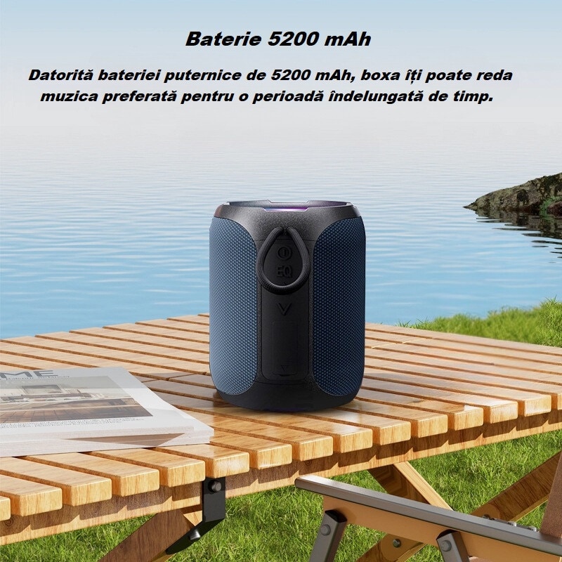 Boxa portabila Bluetooth 5.2 40W, sunet puternic cu bas profund, lumini ...