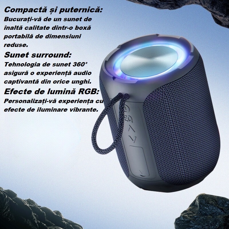 Boxa portabila Bluetooth 5.2 40W, sunet puternic cu bas profund, lumini ...