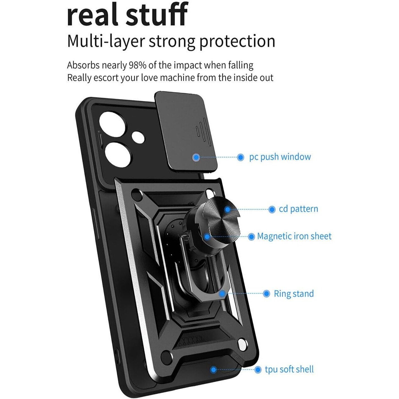 Husa pentru Oppo A40 Ring Armor Kickstand Tough Rugged Cover cu ...