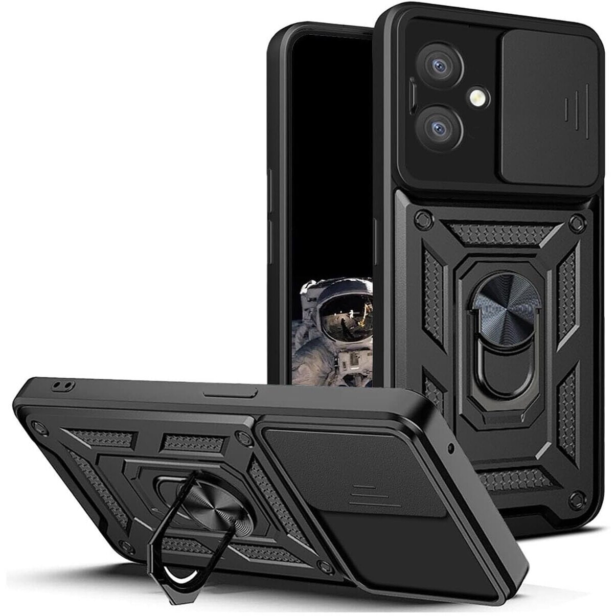 Husa pentru Oppo A40 Ring Armor Kickstand Tough Rugged Cover cu ...