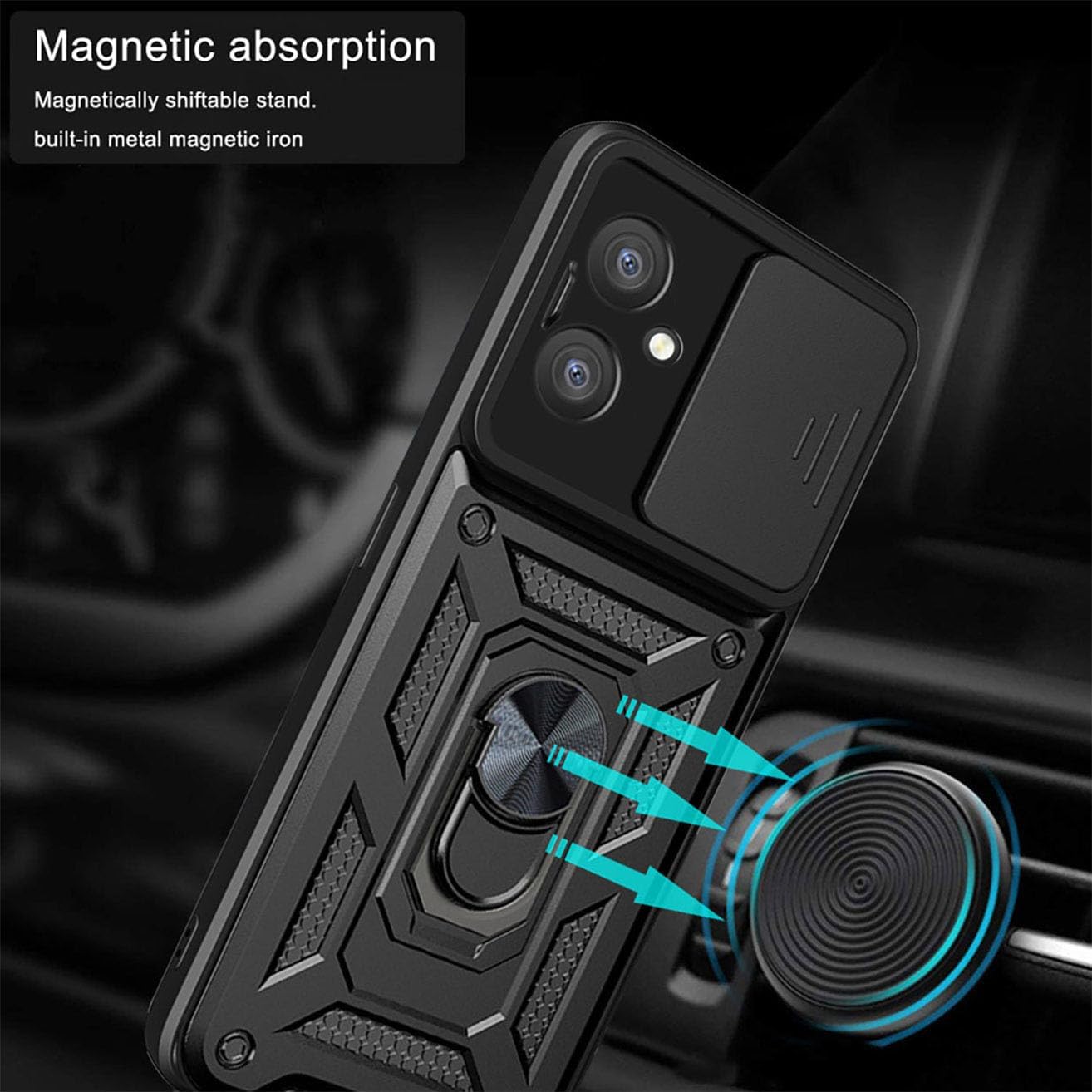 Husa pentru Oppo A40 Ring Armor Kickstand Tough Rugged Cover cu ...