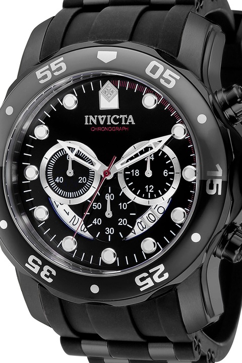 Invicta, Ceas cronograf cu o curea de silicon, Negru - eMAG.ro