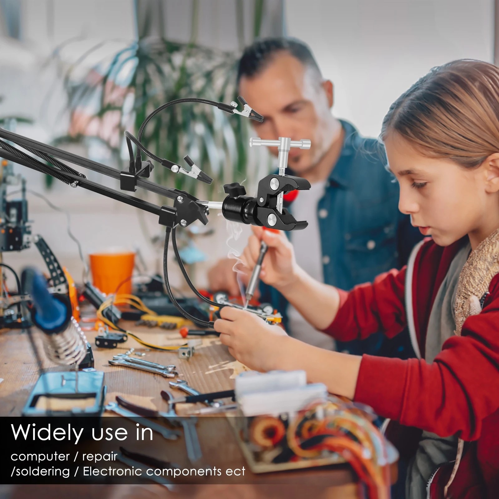 Suport de sudura, WALALLA, 4 brate universale, clema de fixare PCB, rotire 360°, set complet ...