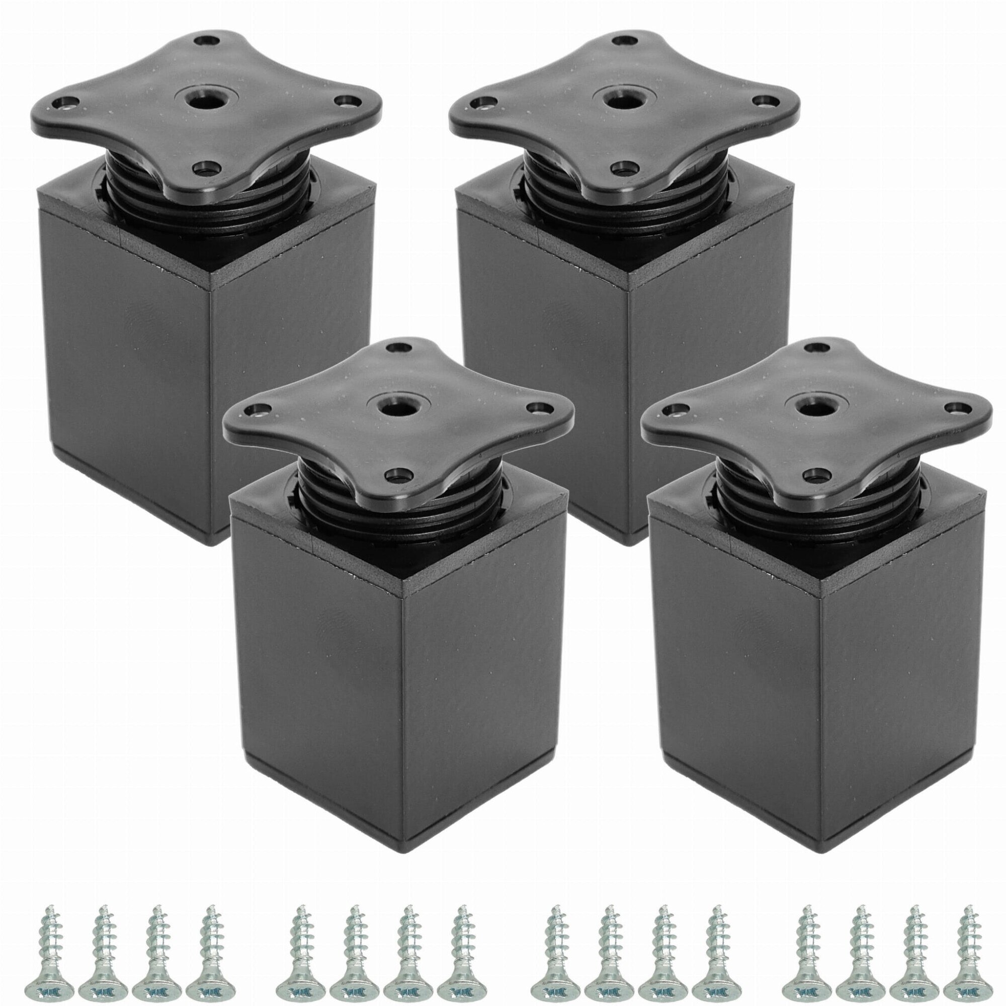 Picioare mobilier 40x40, H-60mm, reglabile, negru lucios, 4 bucati ...