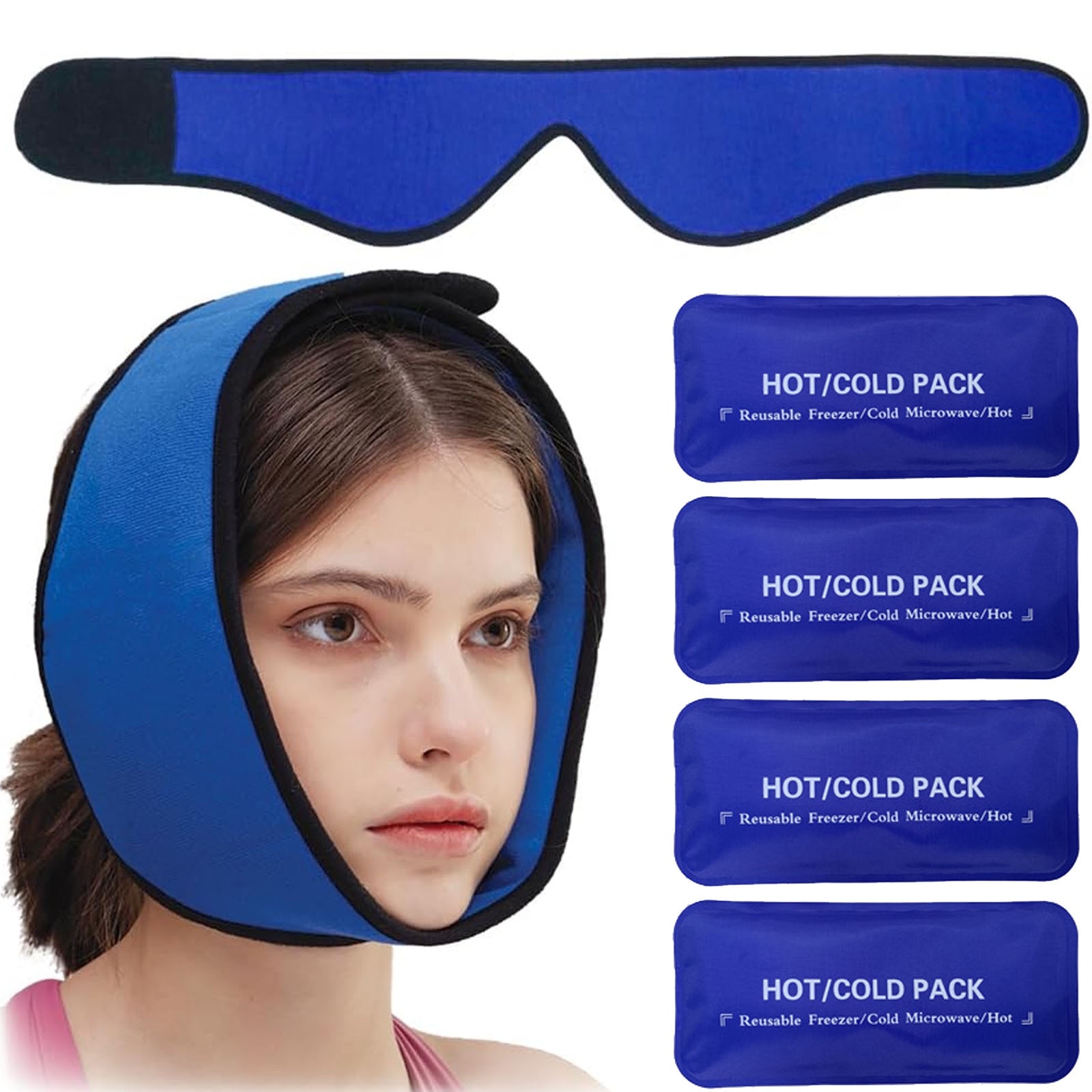 Set 4 Compresa cu gel calde si reci, Hggzeg, Cu curea de confort ...