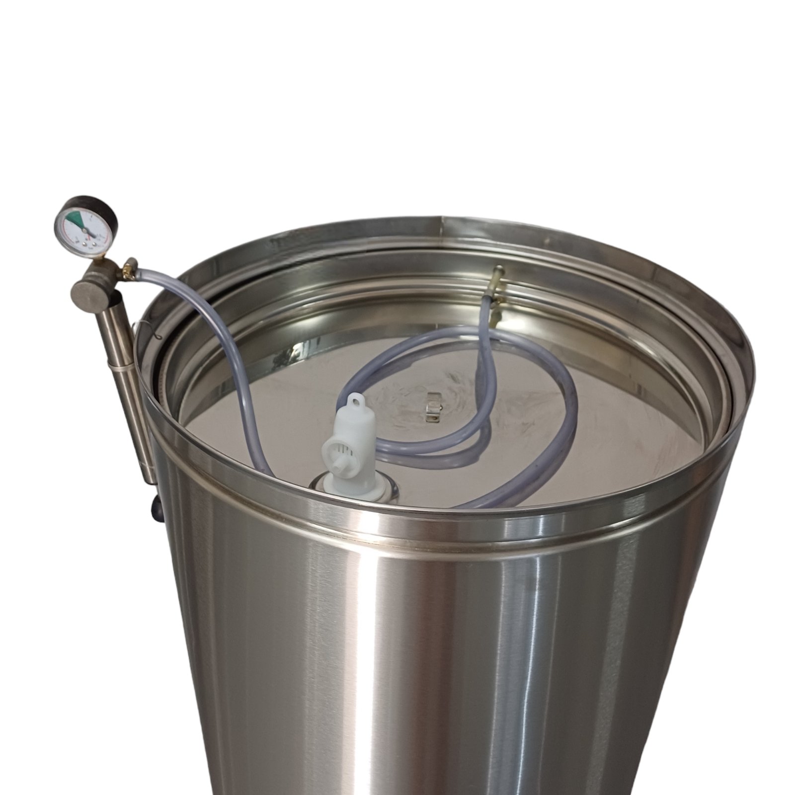 Butoi inox alimentar pentru vin cu capac flotant si canea 100 litri ...
