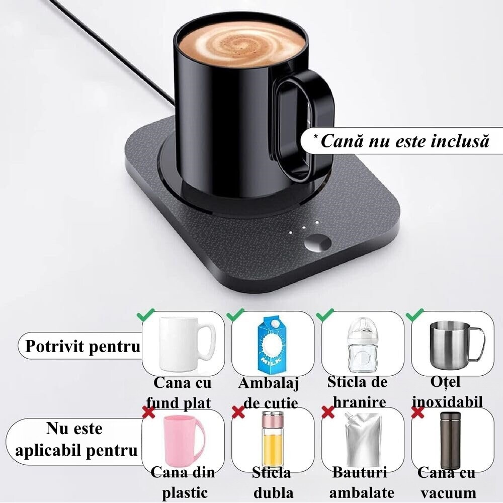 Incalzitor pentru cana, buton touch, cu 3 trepte de temperatura, cu ...