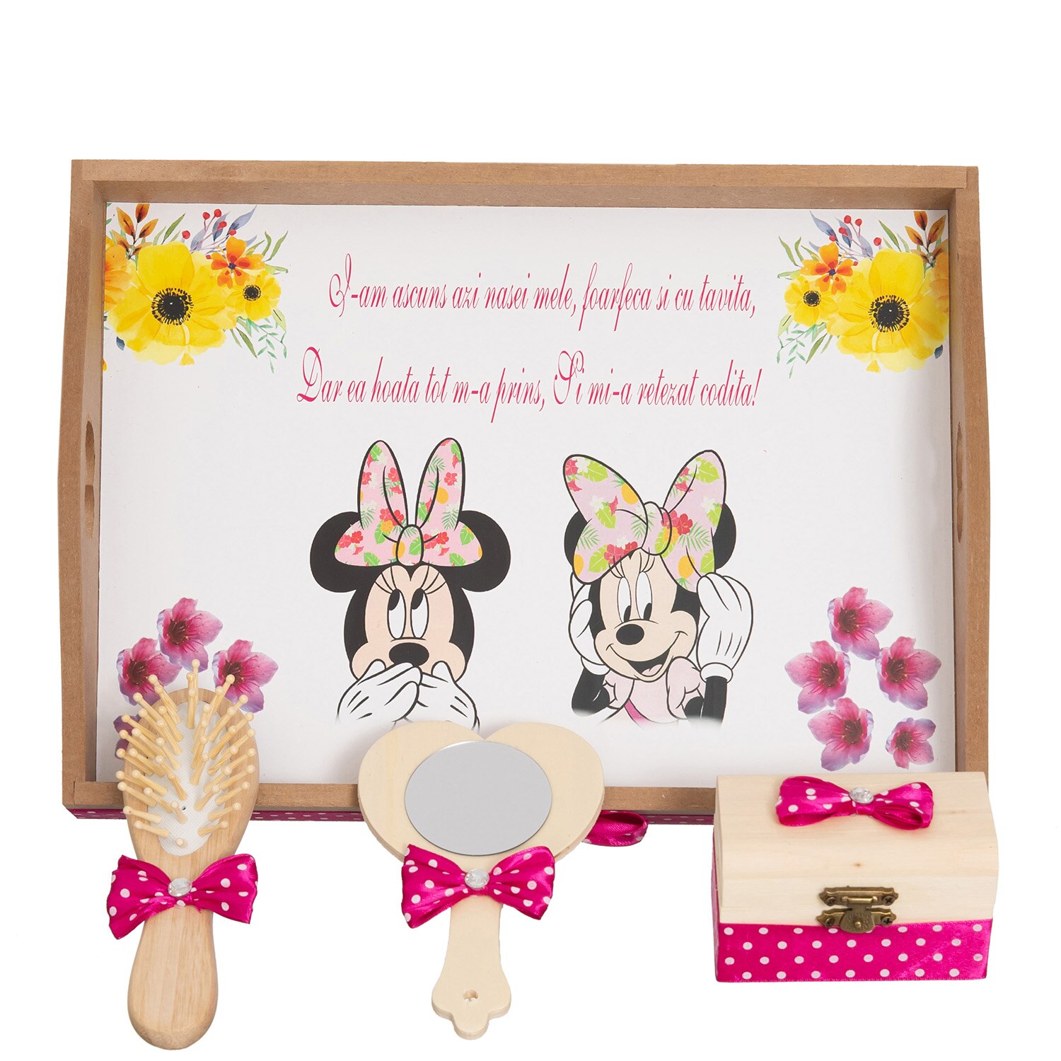 Set turta/mot Minnie Flowers, culoare multicolor, 6 piese, 32x23 cm ...