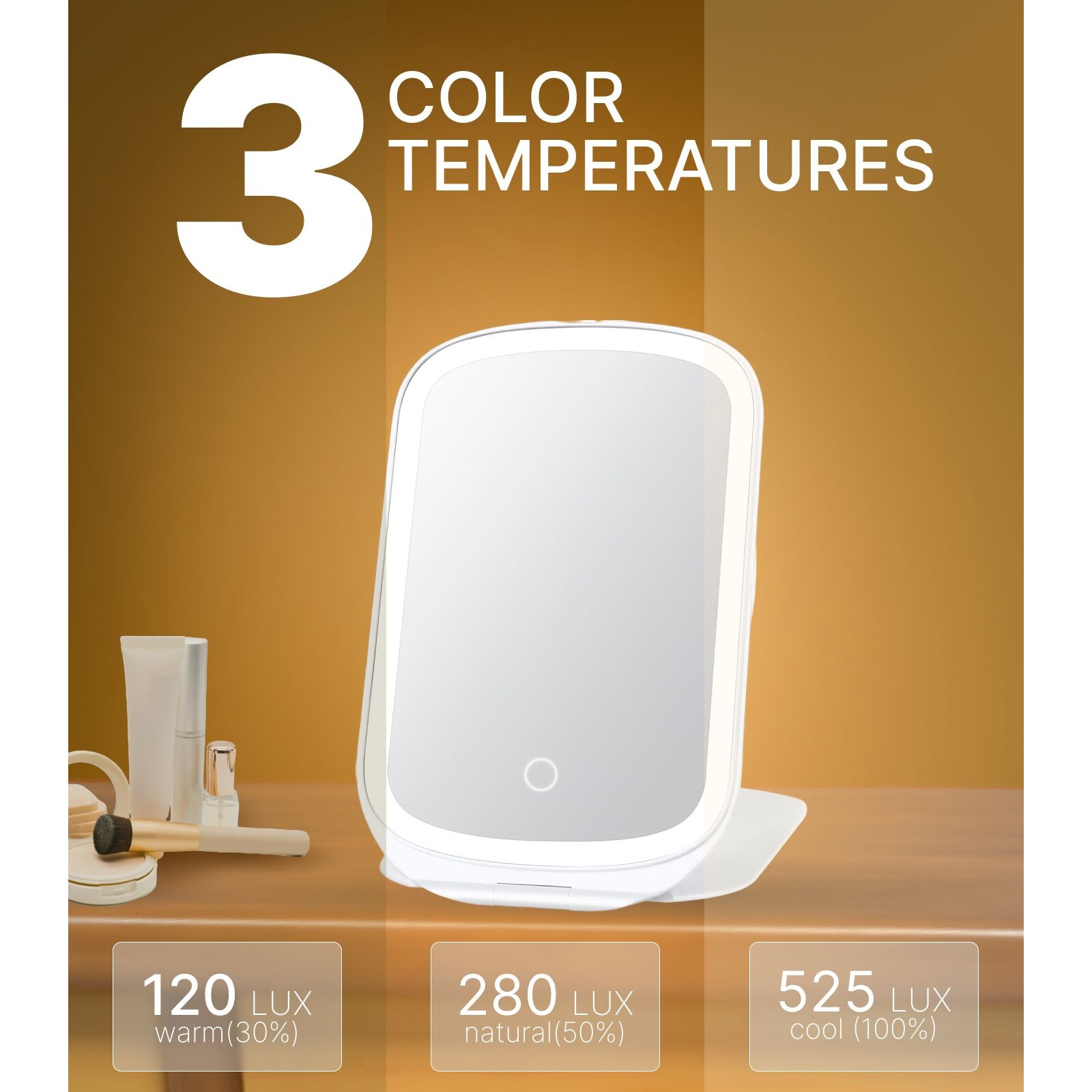 HAPPY JOKER Hordozható smink- és kozmetikai összecsukható tükör, LED ...