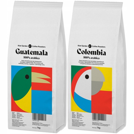 Cafea de boabe Guatemala + Columbia 2x1kg Kiwi Garden proaspat prajite ...