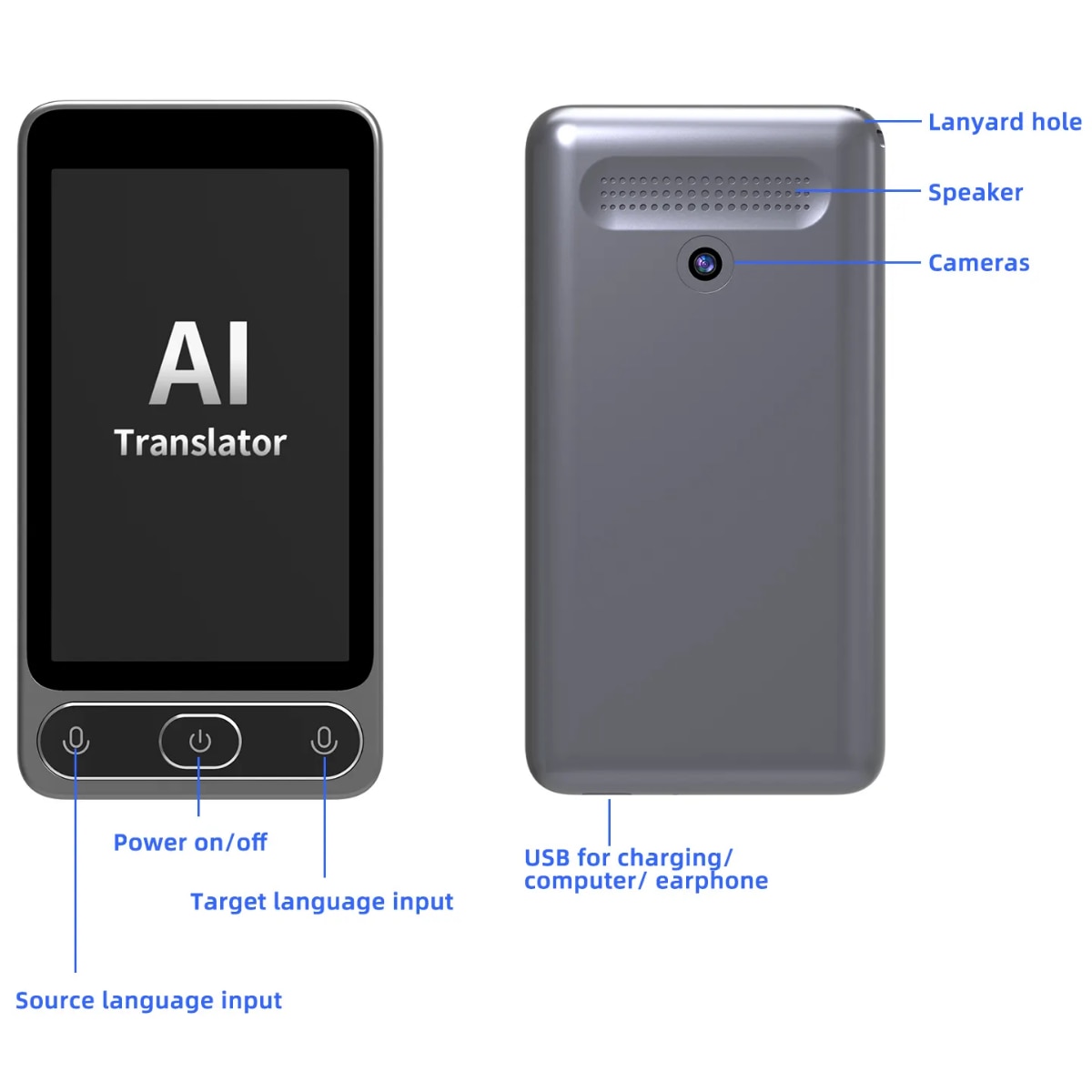 Traducator cu Inteligenta Artificiala (AI), Ecran tactil 3.97 inch, Wi ...
