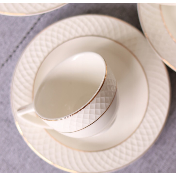 Set cesti espresso lux, Portelan, Alb, 90 ml, Ceasca + Farfurie ...