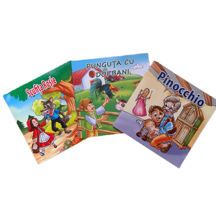 Set 3 carti de citit pentru copii cu povesti clasice, Pinocchio ...