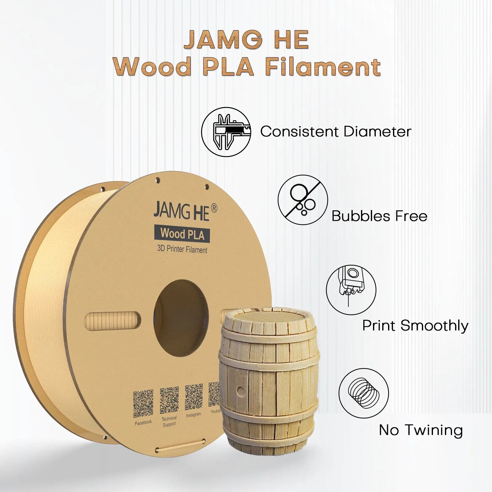 Filament Jamghe PLA+ Fa fa 1kg - eMAG.hu