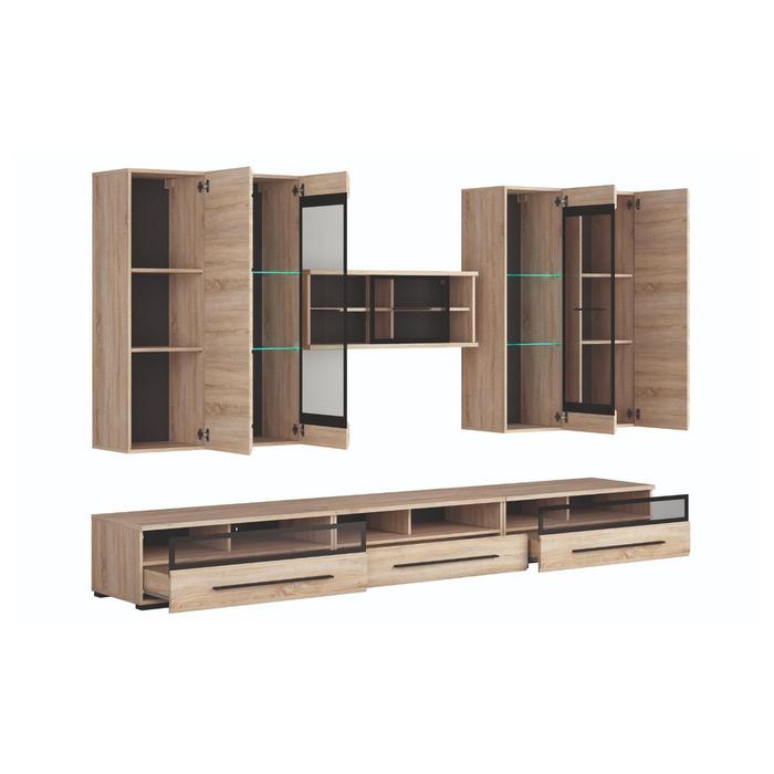 Set mobila camera de zi Fever 1 stejar sonoma, cu iluminare led - eMAG.ro