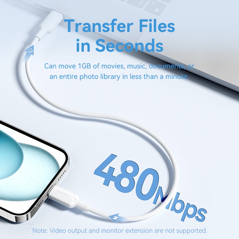 Кабел USB C към USB Type-C, VENTION, 3A, PVC, 60W Max, Бял, 1m - eMAG.bg