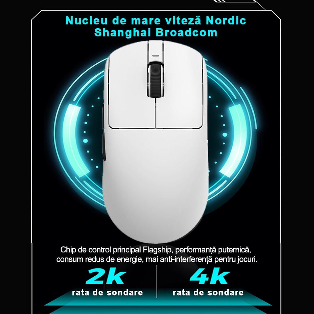 Mouse gaming VXE R1 SE Plus, 18K DPI，55g，senzor, 5 butoane, alb - eMAG.ro