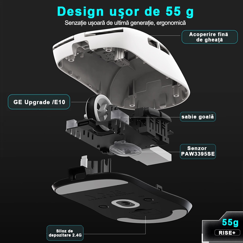 Геймърска мишка VXE R1 SE Plus, сензор, 5 бутона, бяла, 55гр - eMAG.bg