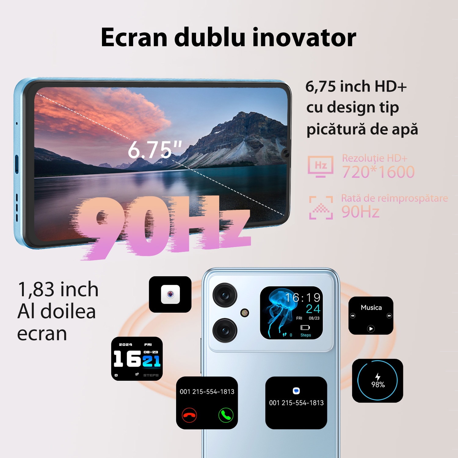 Telefon mobil CUBOT A20, Dual SIM, Android 14, 12GB+128GB/1TB, 5100mAh ...