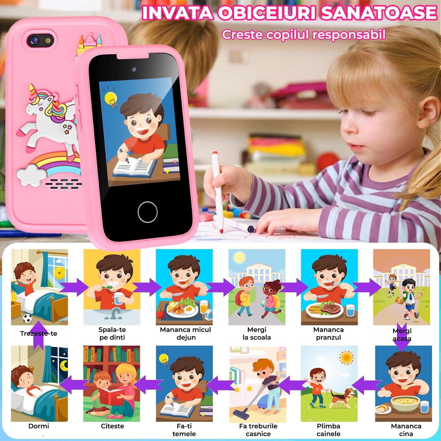 Telefon Mobil Elindor® Educativ si Interactiv, Jucarie Pentru Copii, 2 ...