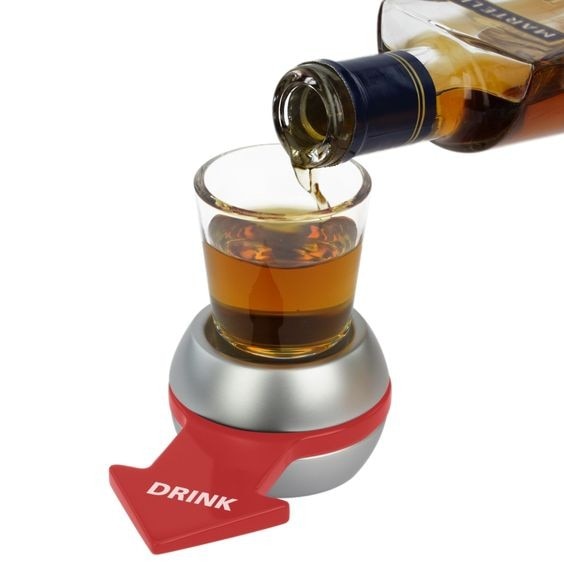 Joc de baut, VIVALDI, Drink Spin, cu pahar de shot din sticla, 18+, Gri ...