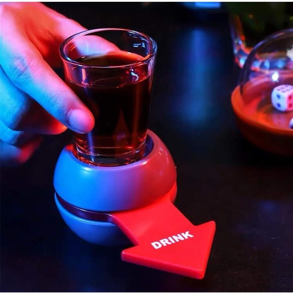 Joc de baut, VIVALDI, Drink Spin, cu pahar de shot din sticla, 18+, Gri ...