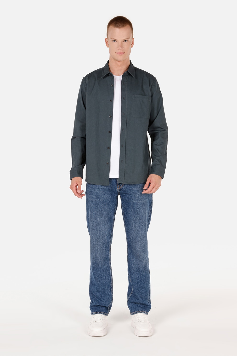 COLIN'S, Camasa slim-fit din bumbac, Gri antracit, L - eMAG.ro