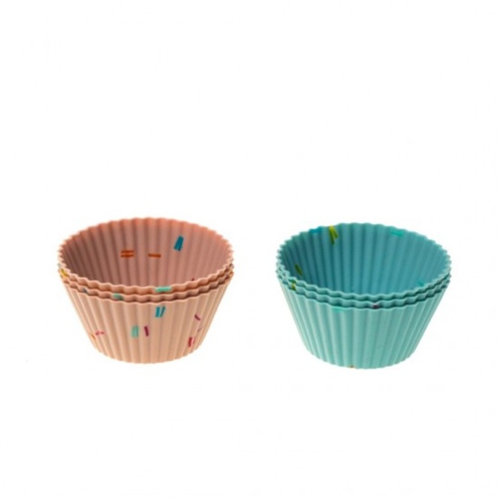 Set 6 de forme de copt pentru briose, Reutilizabile, Silicon, 6.5 cm ...