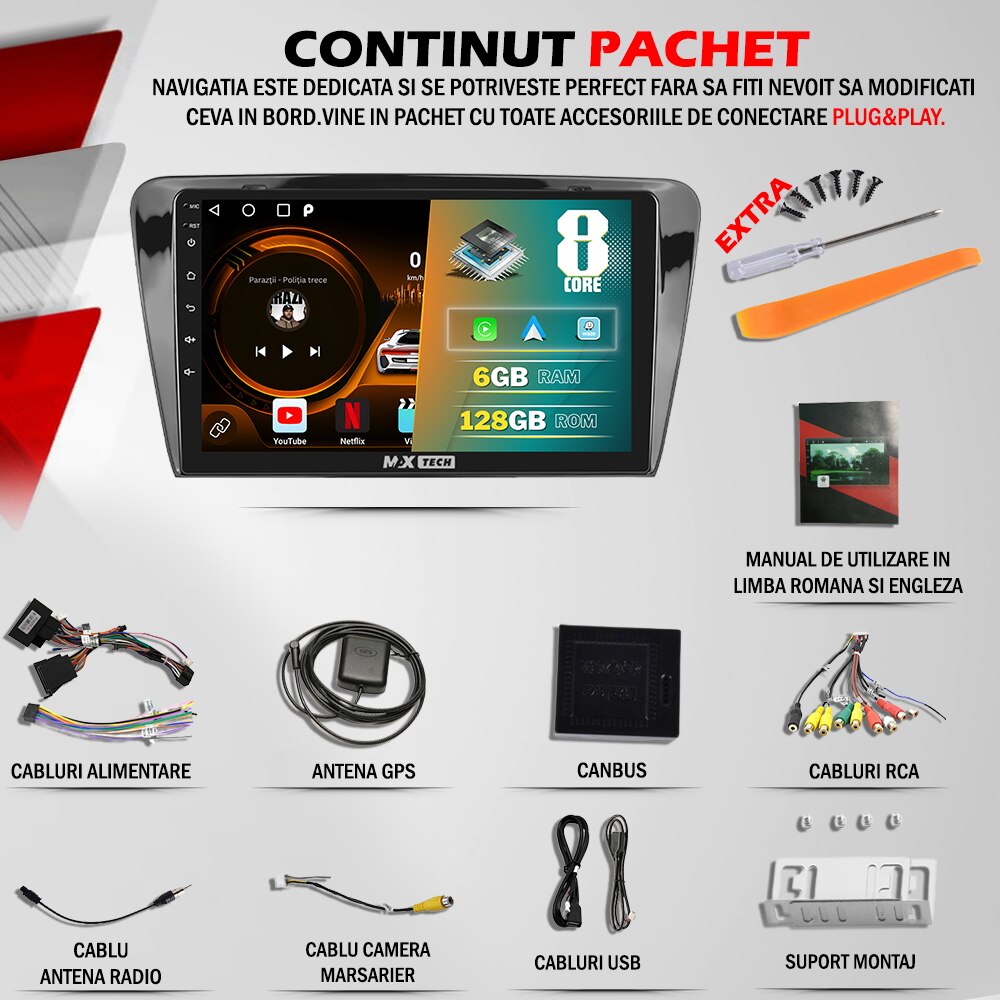 Navigatie Skoda Octavia 3 ( 2013 - 2020 ) dedicata Android, MaxTech ...