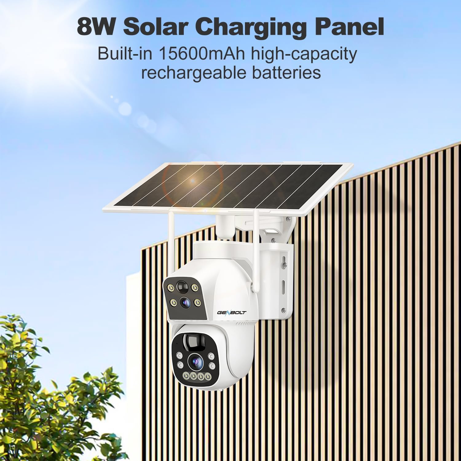 Camera de supraveghere duble Cu panouri Solare GENBOLT®, 4MP Full HD ...