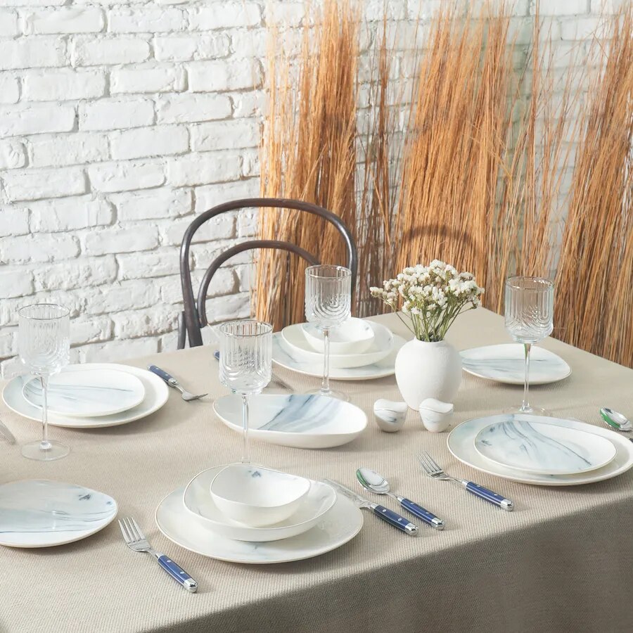 Set vesela pentru 6 persoane, Ria New Grey, Karaca, Portelen 27 piese ...