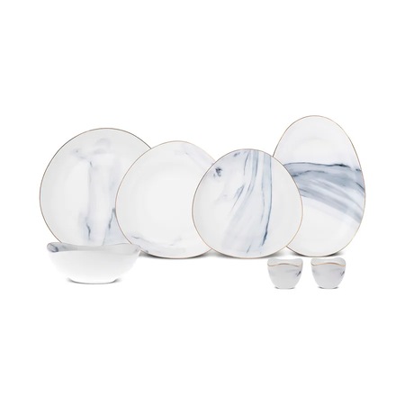 Set vesela pentru 6 persoane, Ria New Grey, Karaca, Portelen 27 piese ...