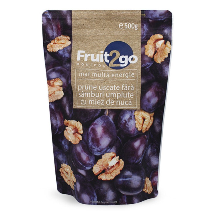 Prune umplute cu miez de nuca 500 gr (ambalaj ZIP) Fruit2go - eMAG.ro