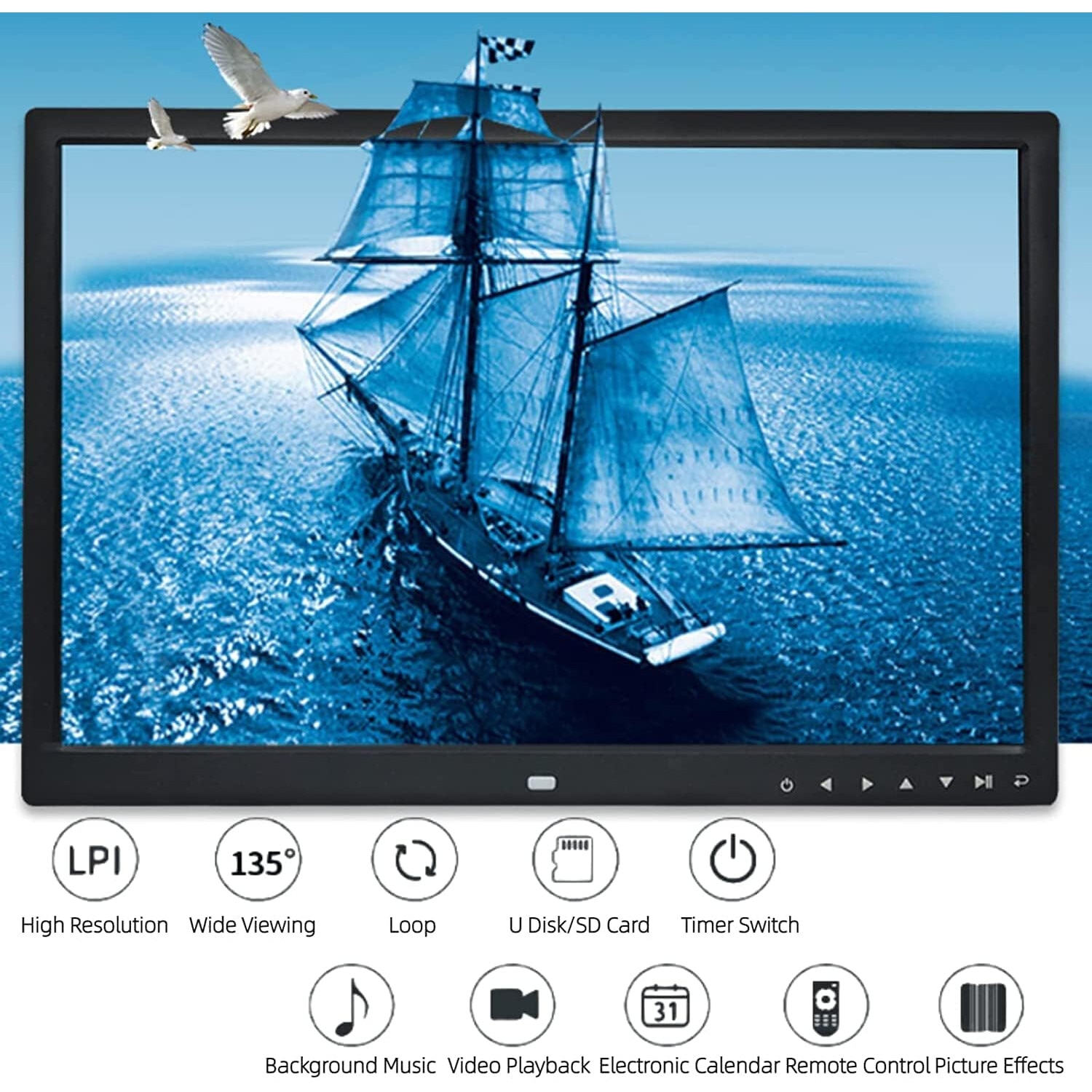 Rama foto digitala WIFI, 17 inch, aplicatie Frameo, microSD, poze/video ...