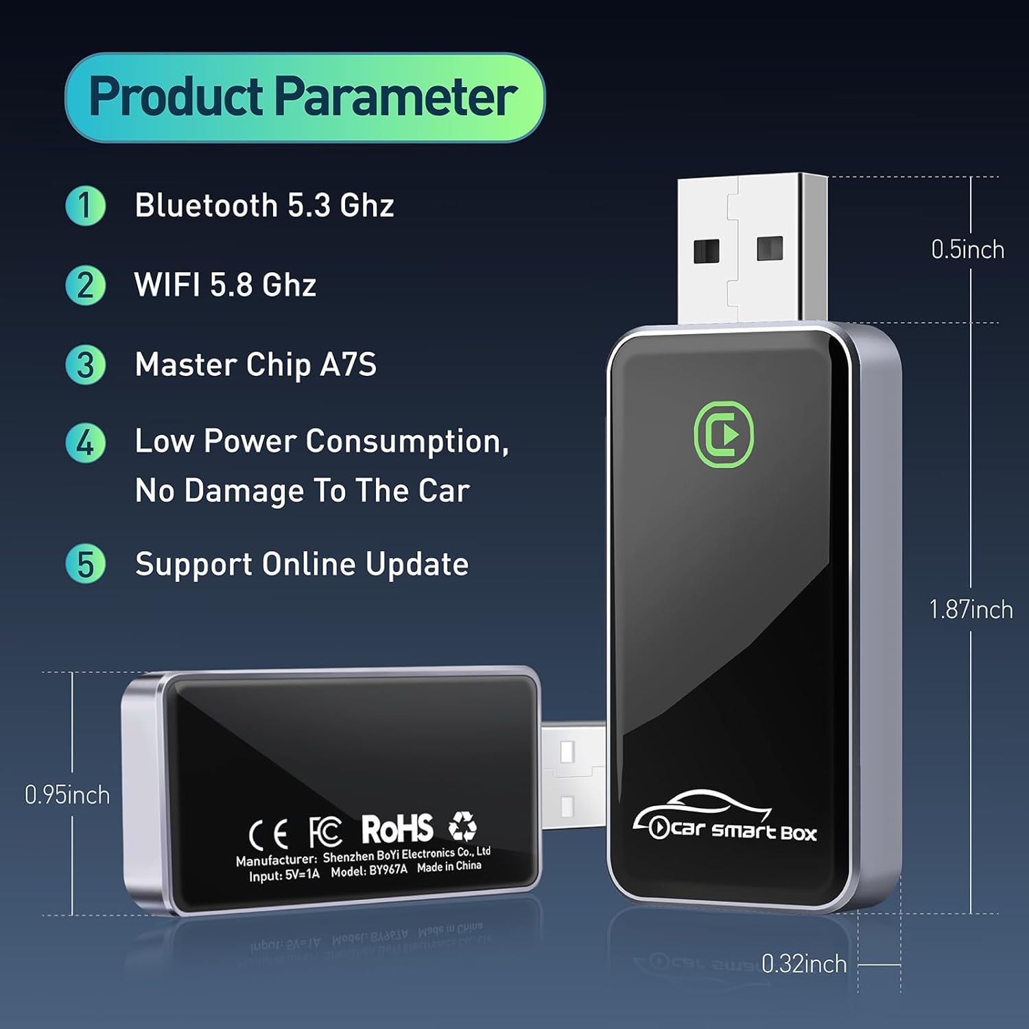Adaptor wireless CarPlay si Android 2-in-1, Mini adaptor USB pentru ...