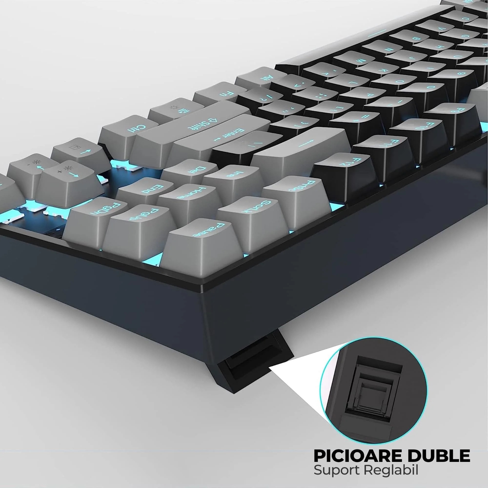 Tastatura Mecanica Gaming MageGee 75% TKL, 87 Taste, Iluminare LED, Red ...