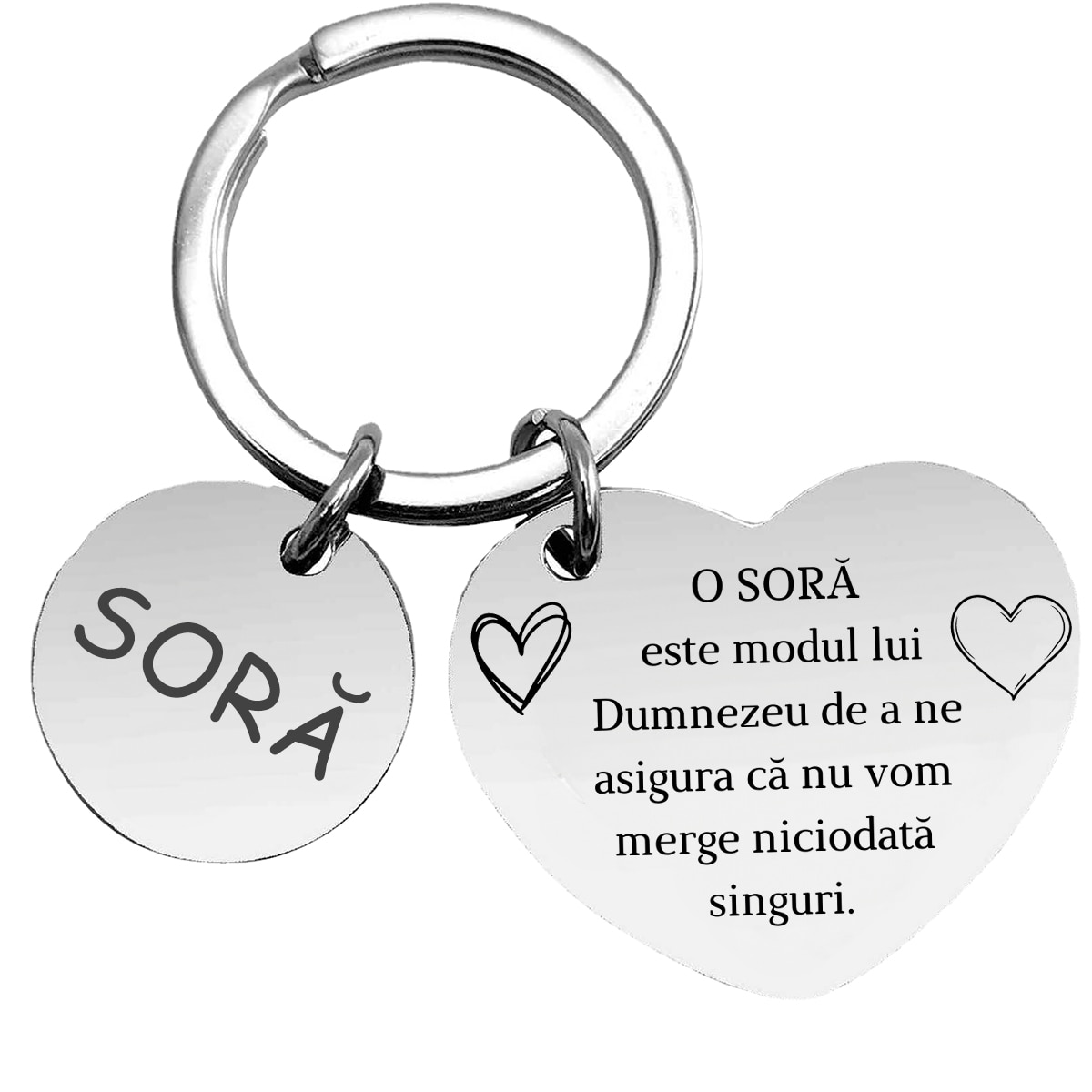 Set Cadou Pentru Sora, Joystos, Breloc Otel Inoxidabil, Forma Rotunda ...