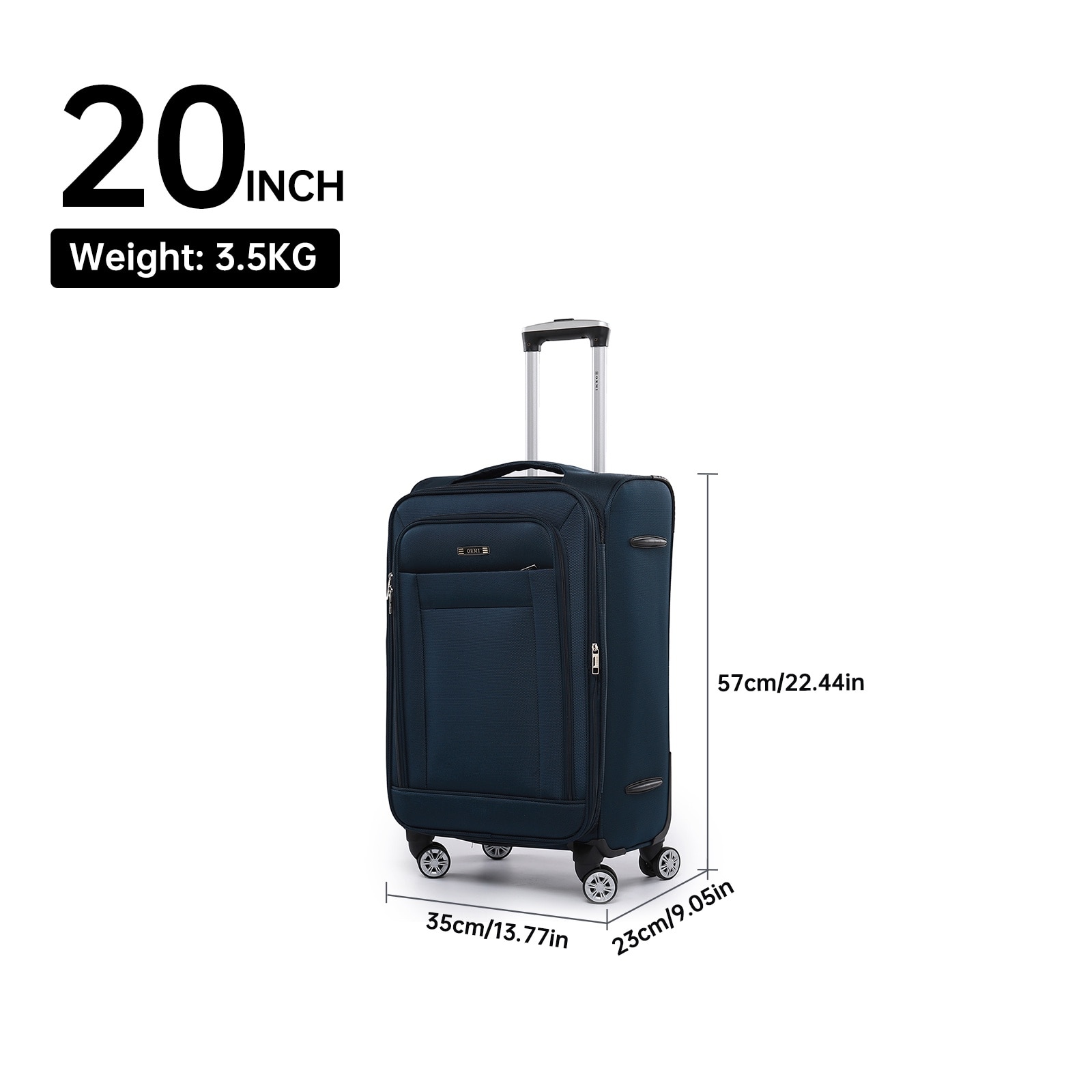 Troler ORMI, rigid, 4 roti, albastru inchis, 35x23x57cm - eMAG.ro