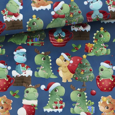 Material textil, Tricot french terry, Tricot trening imprimat Tree-rex ...