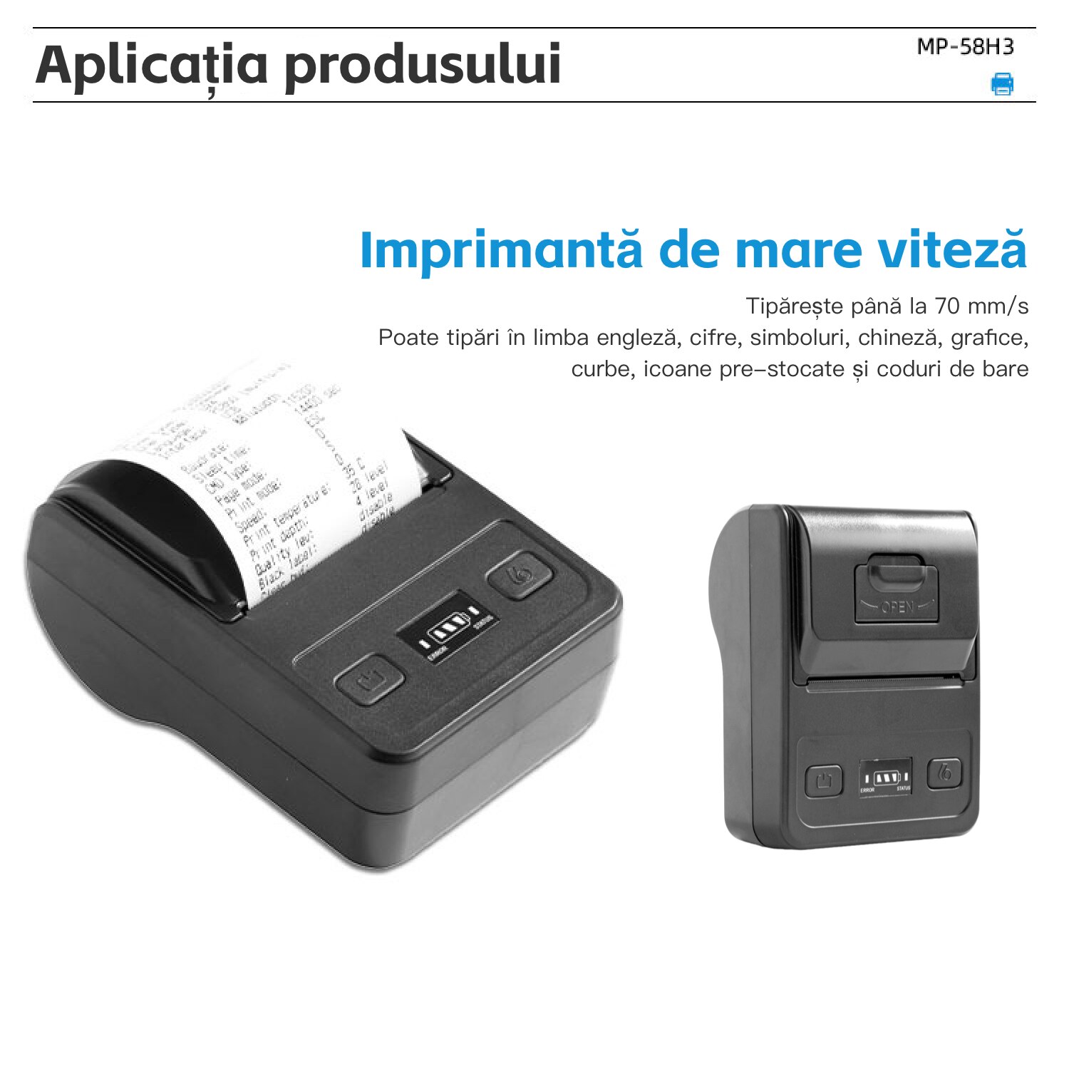 Imprimanta termica portabila, fara fir, Bluetooth, compatibila cu ...